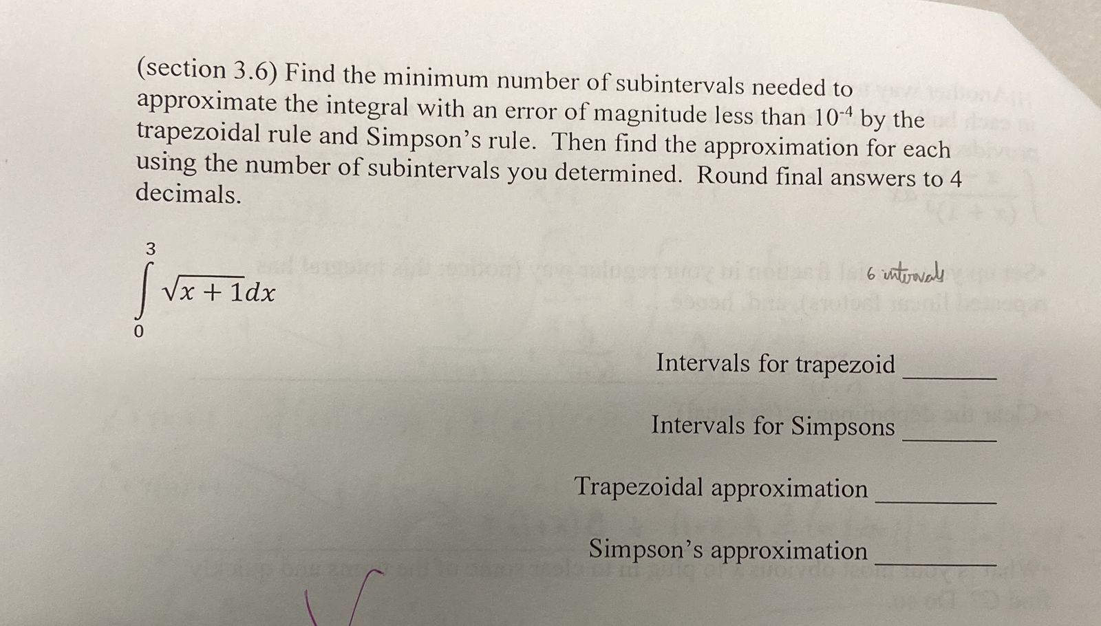 Solved (section 3.6) Find the minimum number of subintervals | Chegg.com