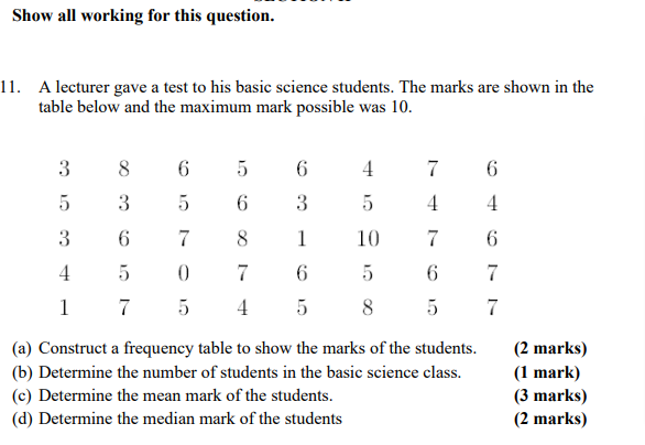 Solved Show all working for this question. 11. A lecturer | Chegg.com
