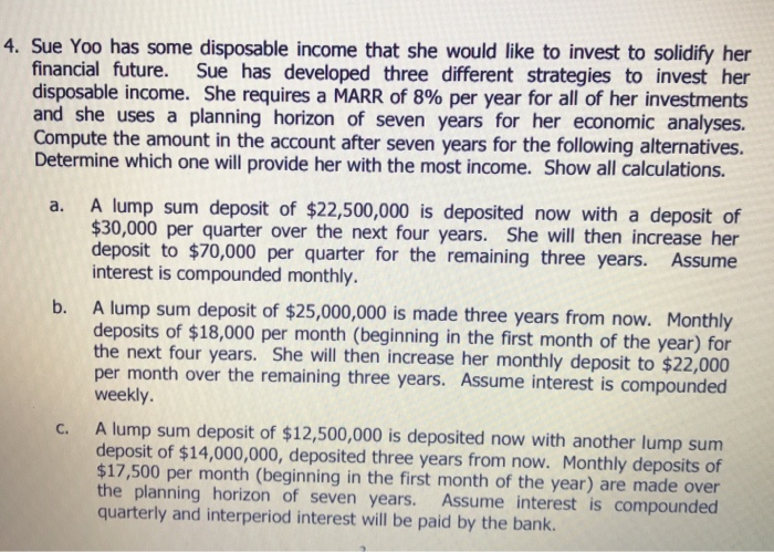 Solved 4. Sue Yoo has some disposable income that she would | Chegg.com