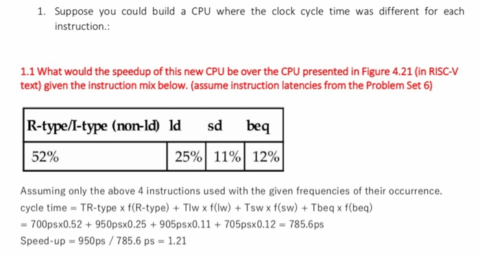 1. Suppose you could build a CPU where the clock | Chegg.com