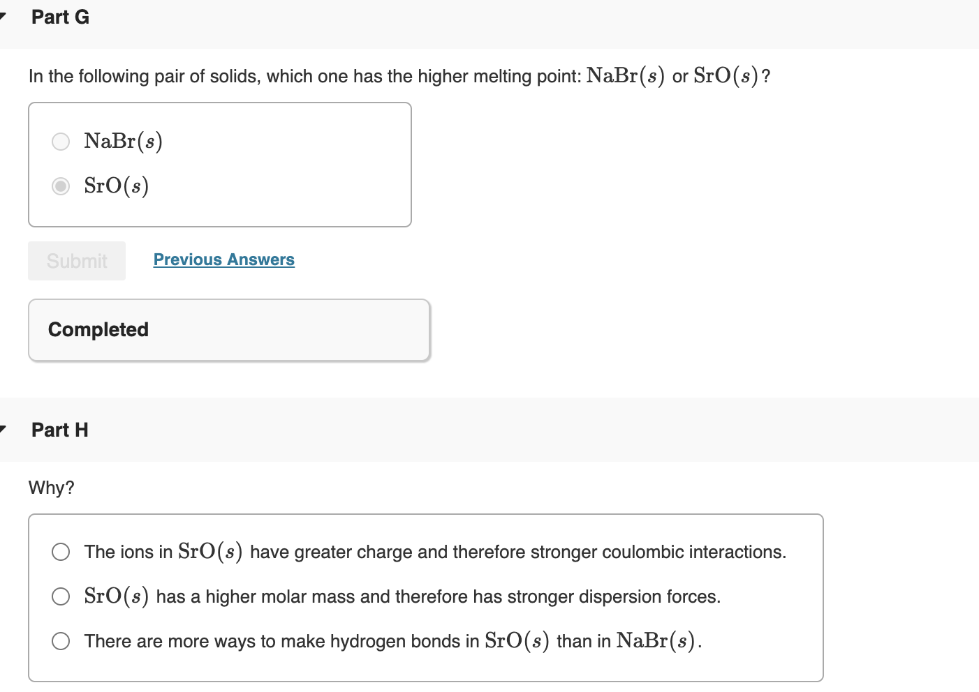 Solved Part C In the following pair of solids, which one has | Chegg.com