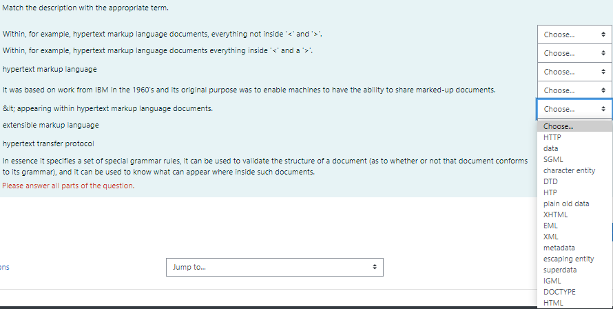Solved Match the description with the appropriate term. | Chegg.com