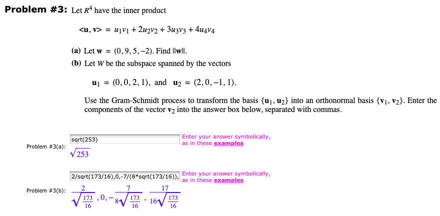 Solved Problem #3: Let R4 have the inner product = U1v1 + | Chegg.com