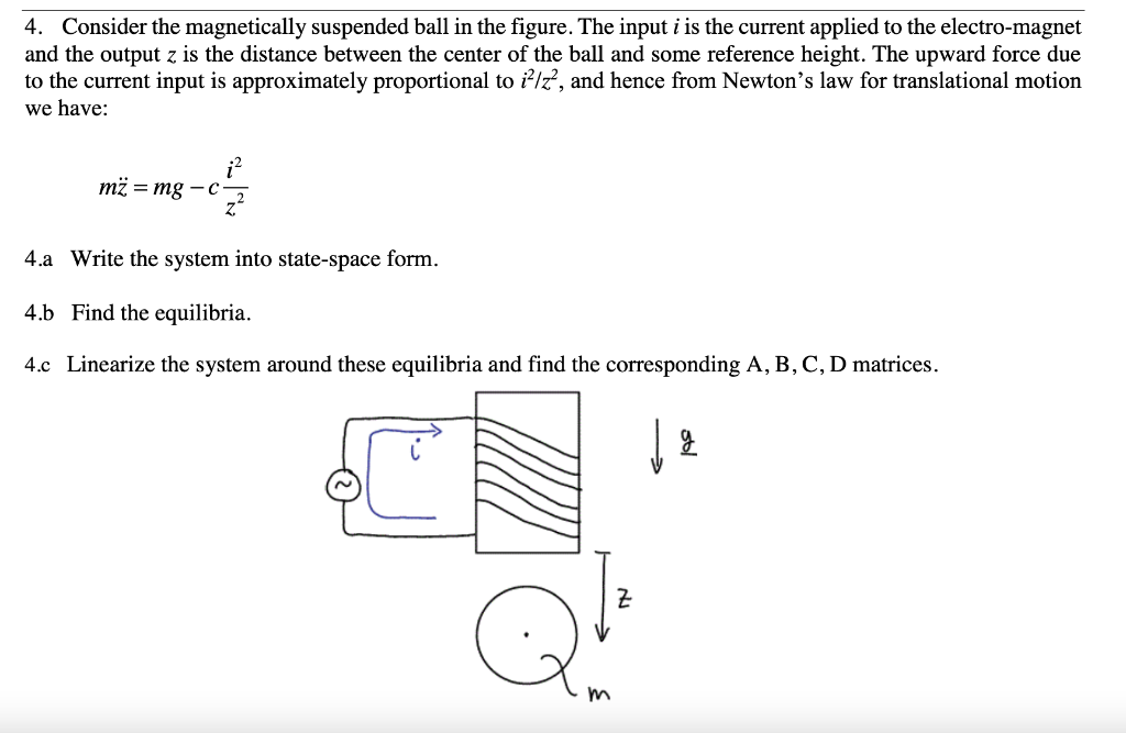 Solved 4. Consider the magnetically suspended ball in the | Chegg.com