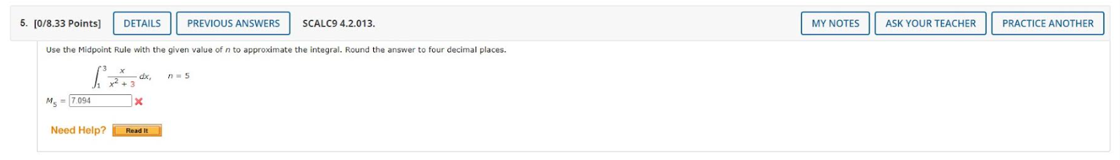 Solved 5. [0/8.33 Points] DETAILS PREVIOUS ANSWERS SCALC9 | Chegg.com