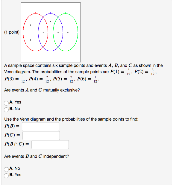 Solved (1 point) A sample space contains six sample points | Chegg.com