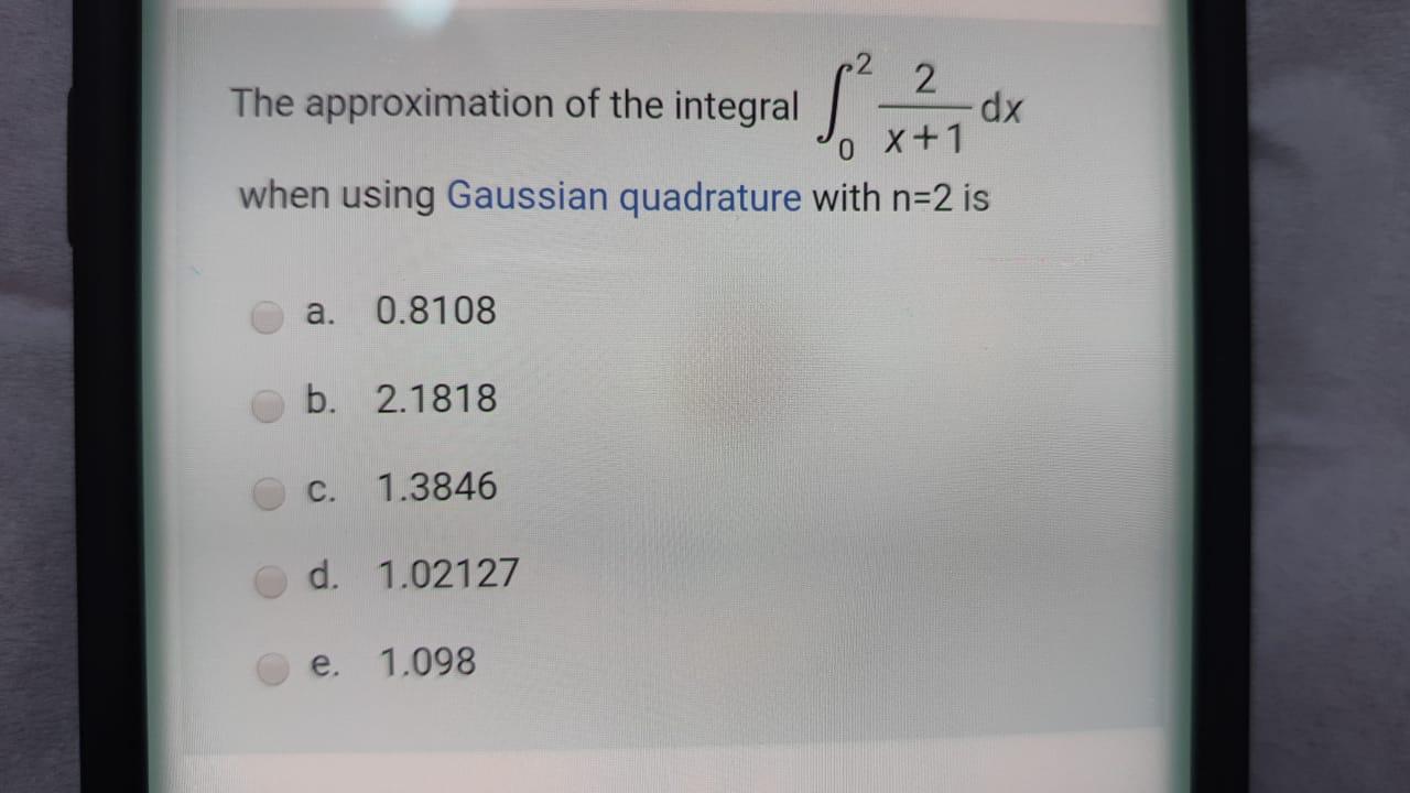 Solved 2 The approximation of the integral dx X+1 when using | Chegg.com
