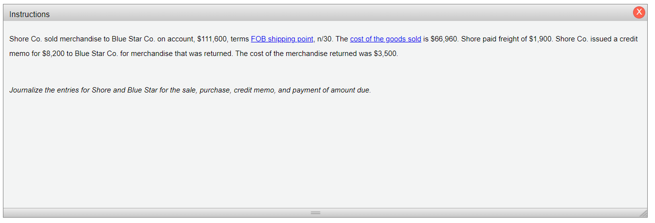 Solved Chart of Accounts-Shore Co. Journalize | Chegg.com
