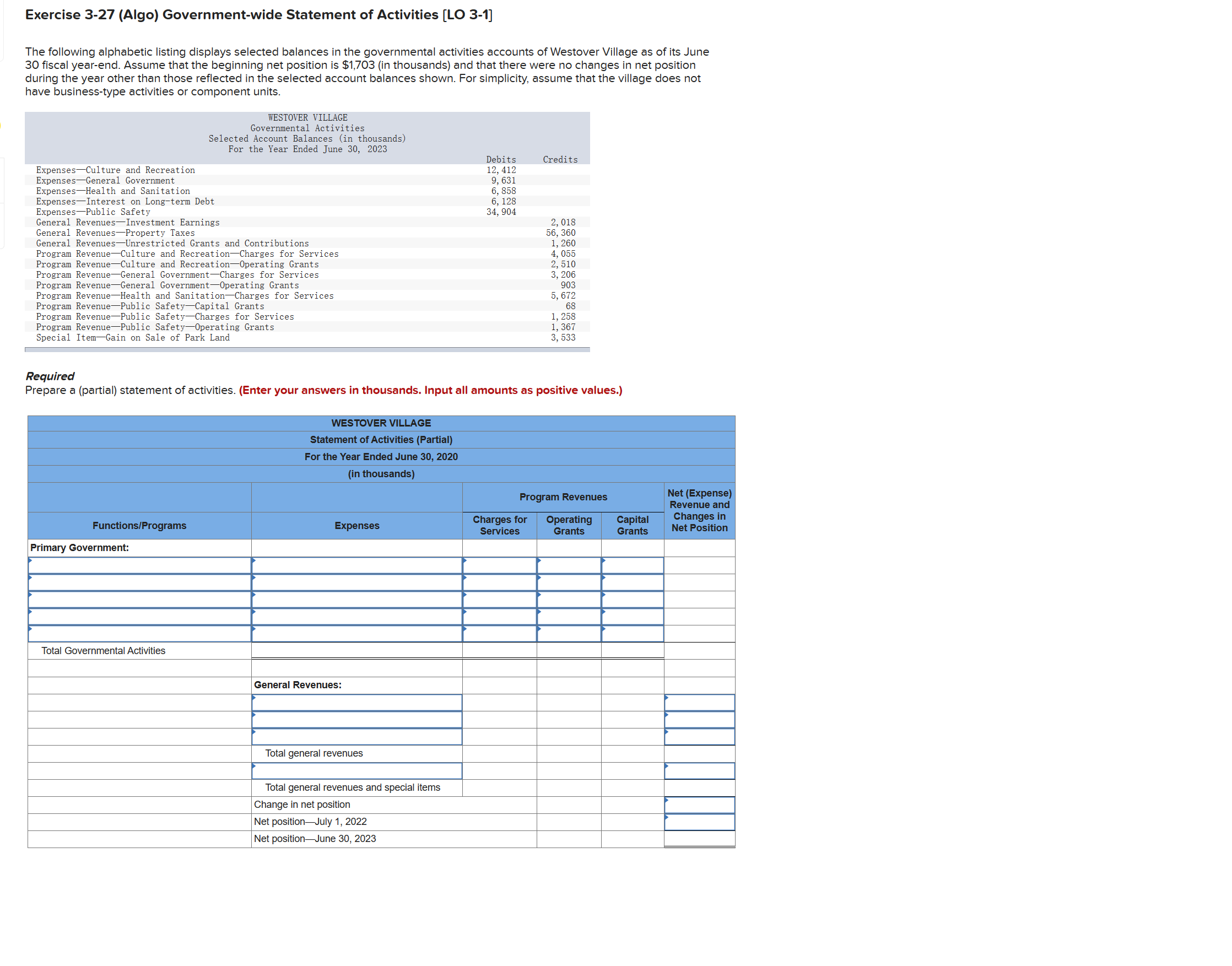Solved Exercise 3-27 (Algo) ﻿Government-wide Statement of | Chegg.com