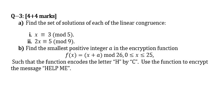 Solved Q-3: [4+4 marks] a) Find the set of solutions of each | Chegg.com