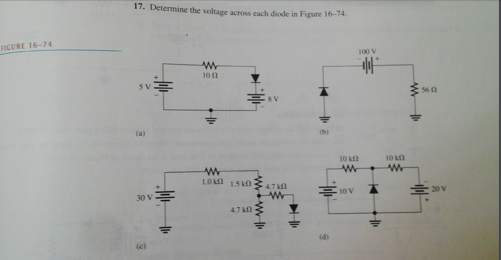 Solved 17. Determine the voltage across each diode in Figure | Chegg.com