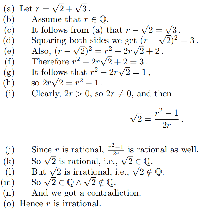Solved Prove that √ 2 +√ 3 + √ 11 + √ 13 is irrational by | Chegg.com