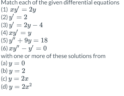 Solved Match each of the given differential | Chegg.com