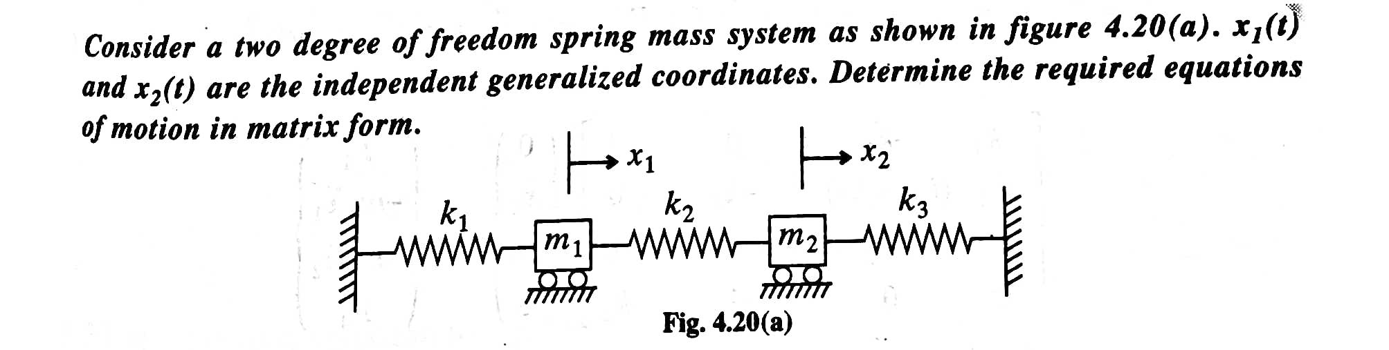 Solved Consider a two degree of freedom spring mass system | Chegg.com