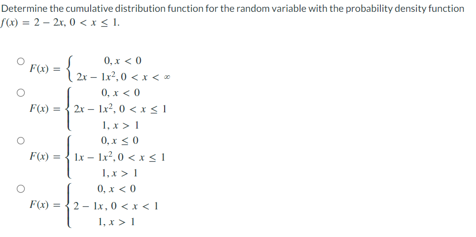 Solved Determine the cumulative distribution function for | Chegg.com