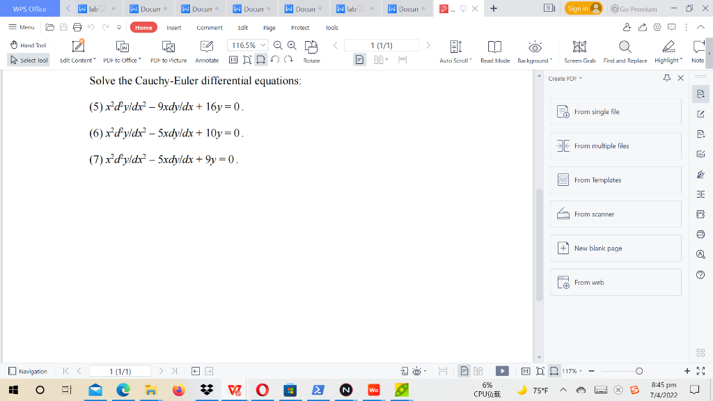Solved WPS Office lab W W Ducur W Ducur W Docum W Dour W lab | Chegg.com
