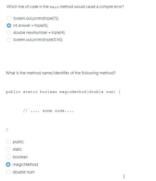Solved Which line of code in the main method would cause a | Chegg.com