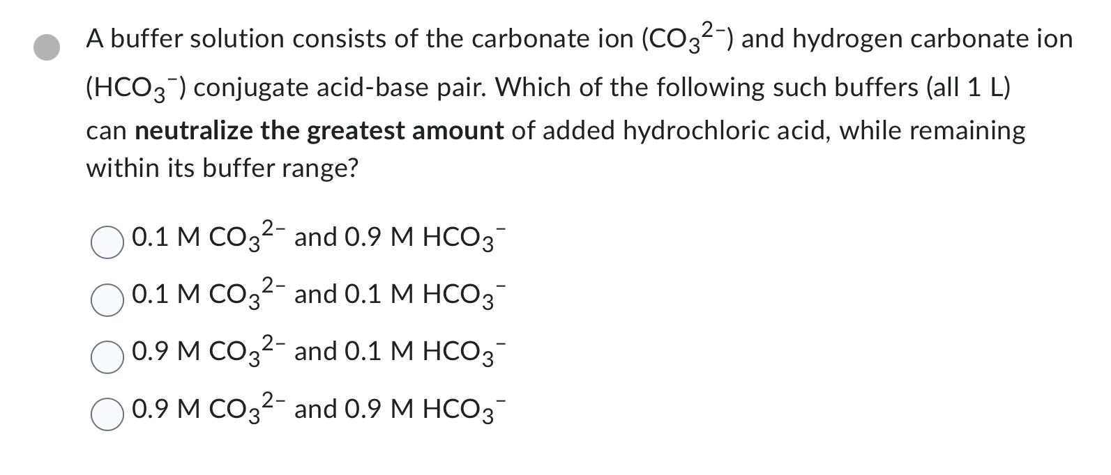 Solved A buffer solution consists of ﻿the carbonate ion | Chegg.com