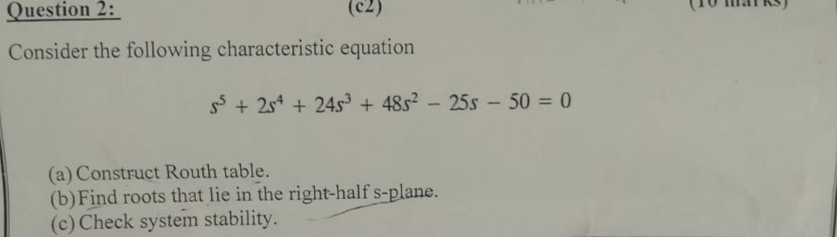 Solved Question 2: (C2) Consider the following | Chegg.com