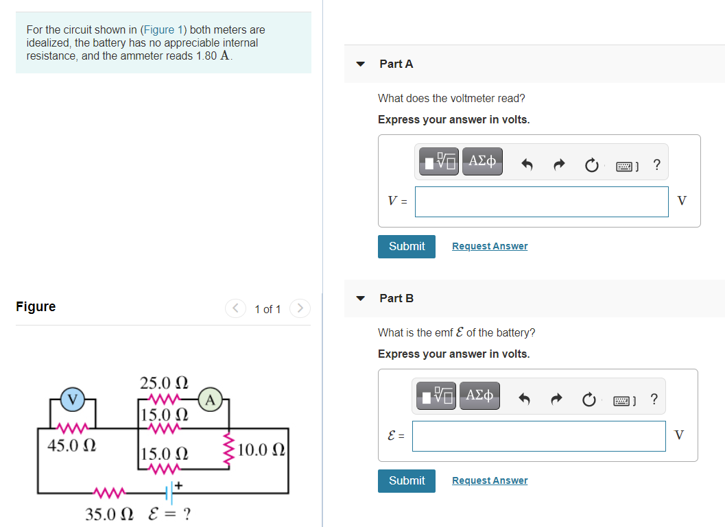 Solved For the circuit shown in (Figure 1) both meters are | Chegg.com