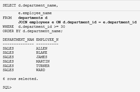 Solved SELECT d.department_name, e.employee_name FROM | Chegg.com