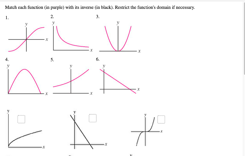 Solved Match Each Function In Purple With Its Inverse In