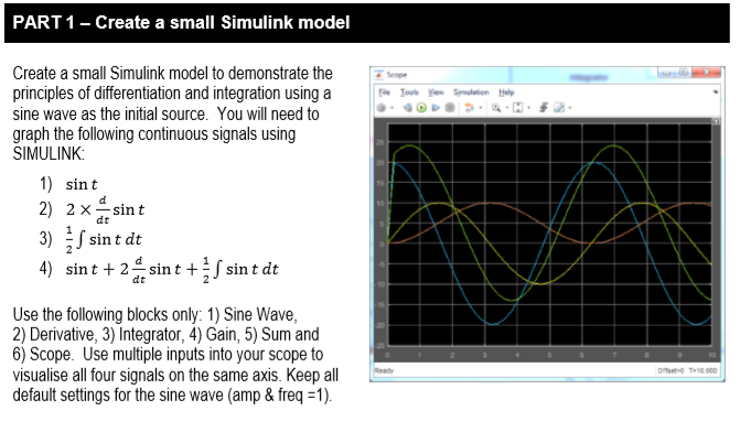 PART 1- Create a small Simulink model Create a small | Chegg.com