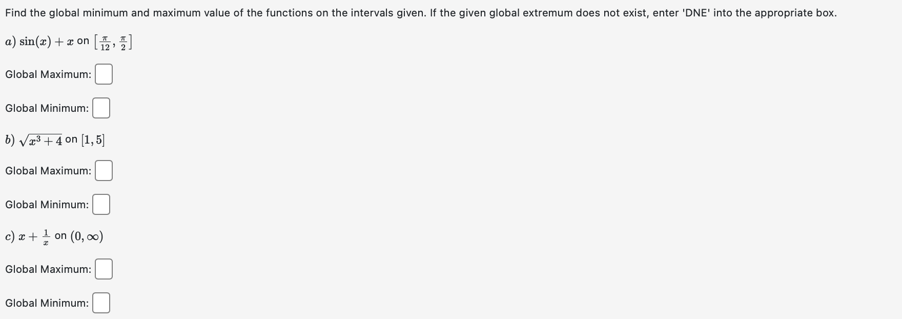 Solved Find the global minimum and maximum value of the | Chegg.com