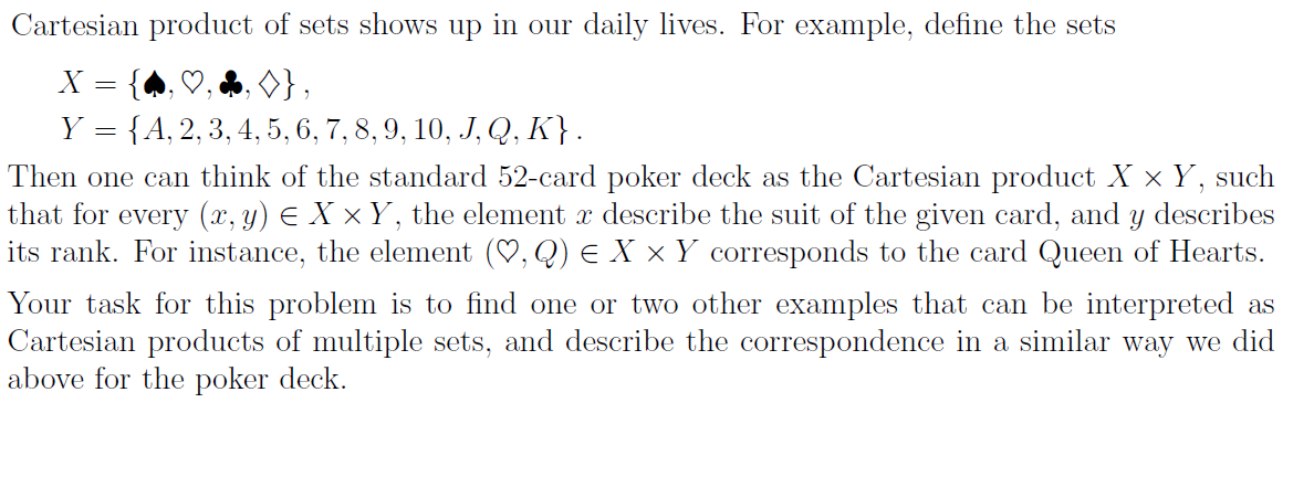 Solved Cartesian product of sets shows up in our daily | Chegg.com