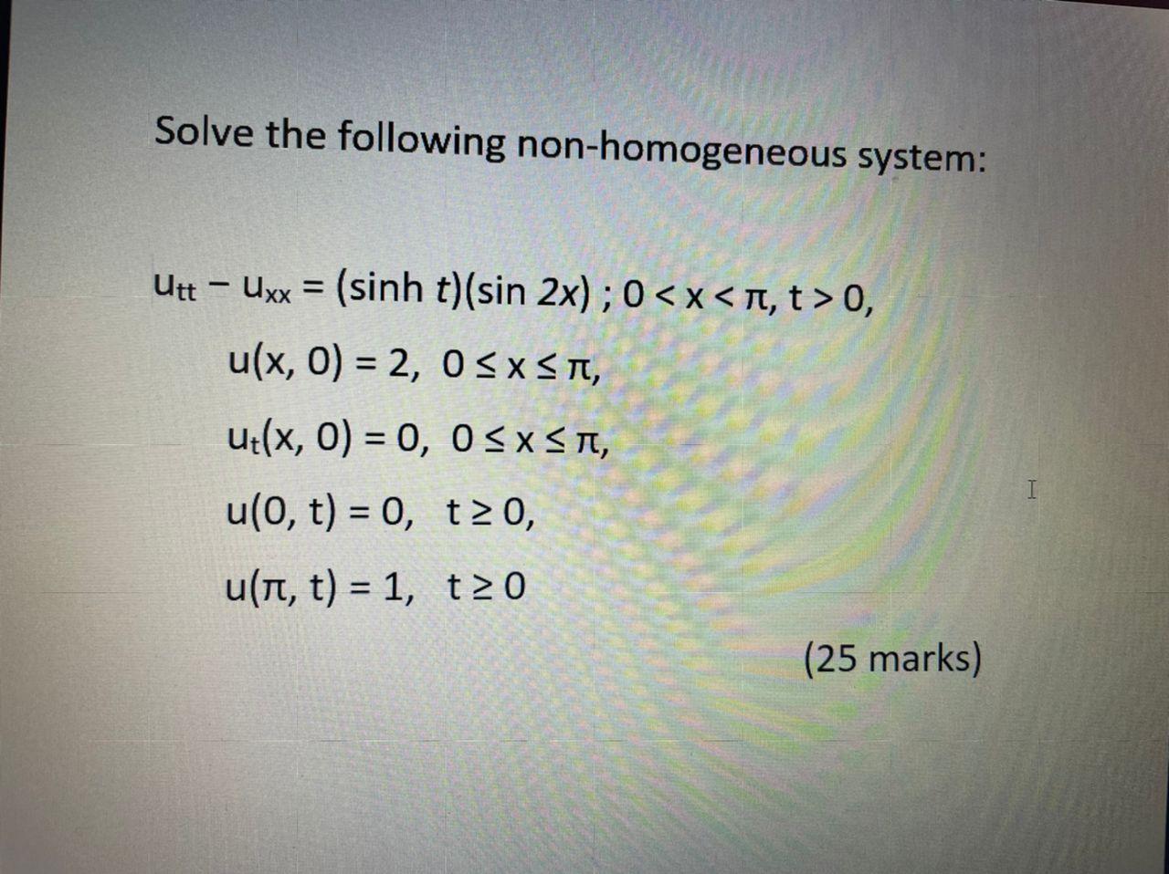 Solved Solve the following non-homogeneous system: - = Utt – | Chegg.com