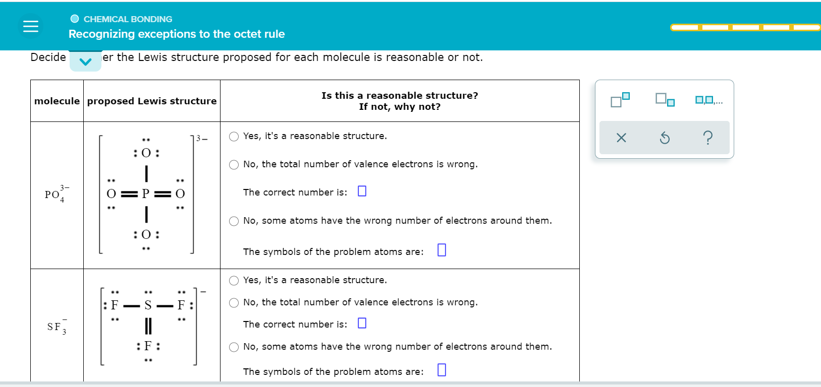 Solved CHEMICAL BONDING = Recognizing exceptions to the | Chegg.com