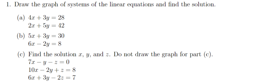 Solved 1. Draw the graph of systems of the linear equations | Chegg.com