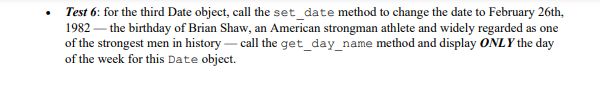Solved For this assignment, implement a class called Date | Chegg.com