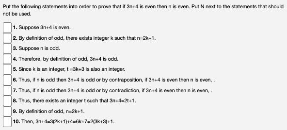 Solved Put the following statements into order to prove that | Chegg.com