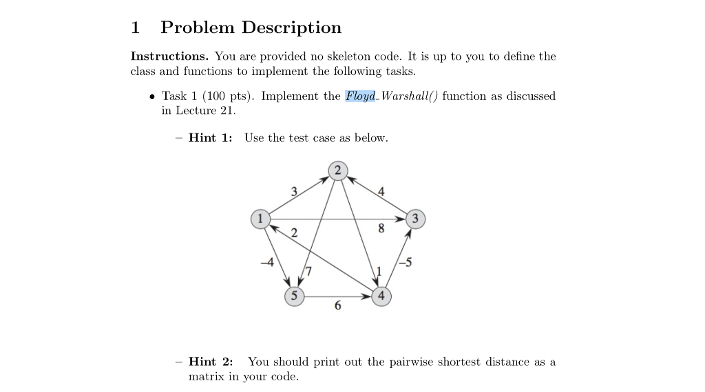 Solved 1 Problem Description Instructions. You are provided | Chegg.com