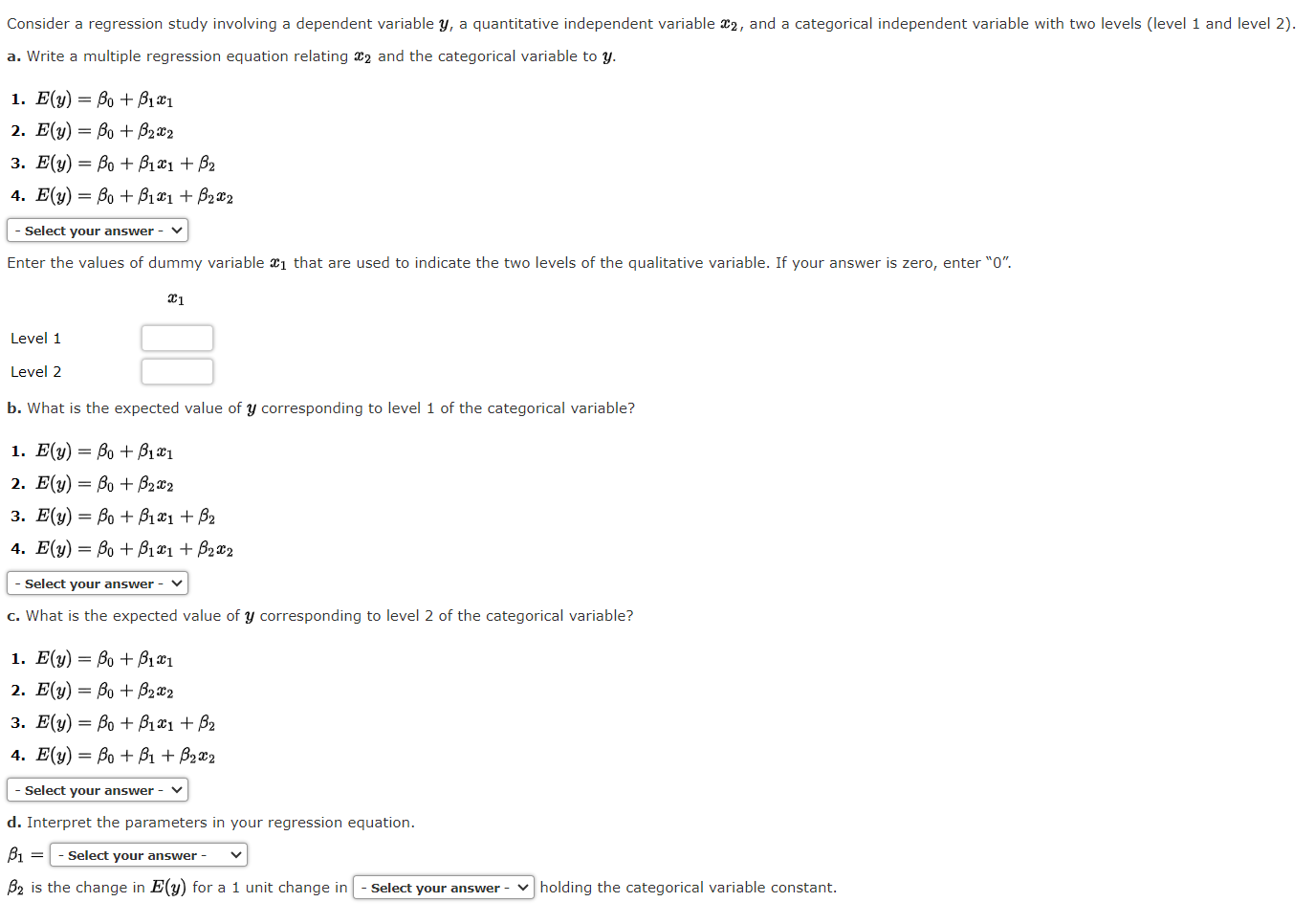 Solved a. Write a multiple regression equation relating x2 | Chegg.com