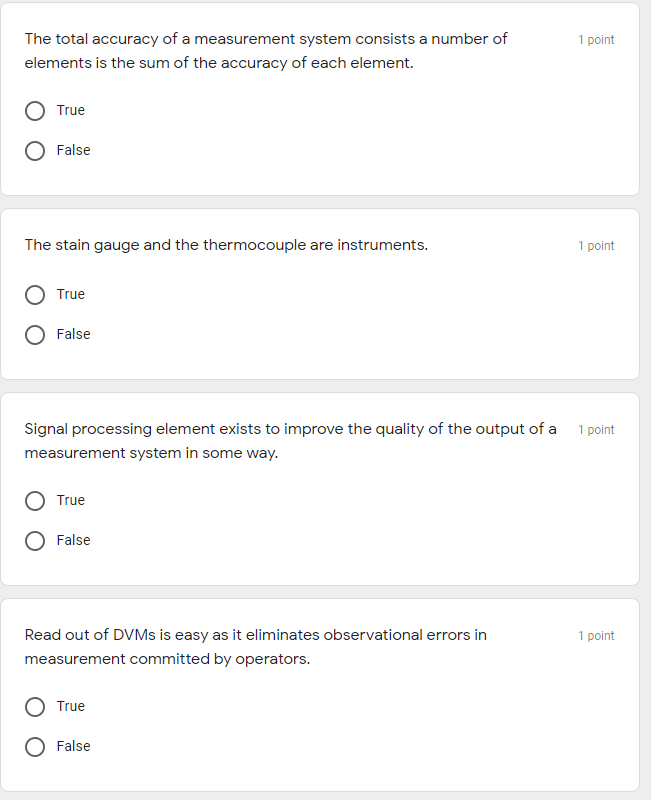 Solved 1 point The total accuracy of a measurement system | Chegg.com