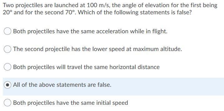 Solved Two projectiles are launched at 100 m/s, the angle of | Chegg.com