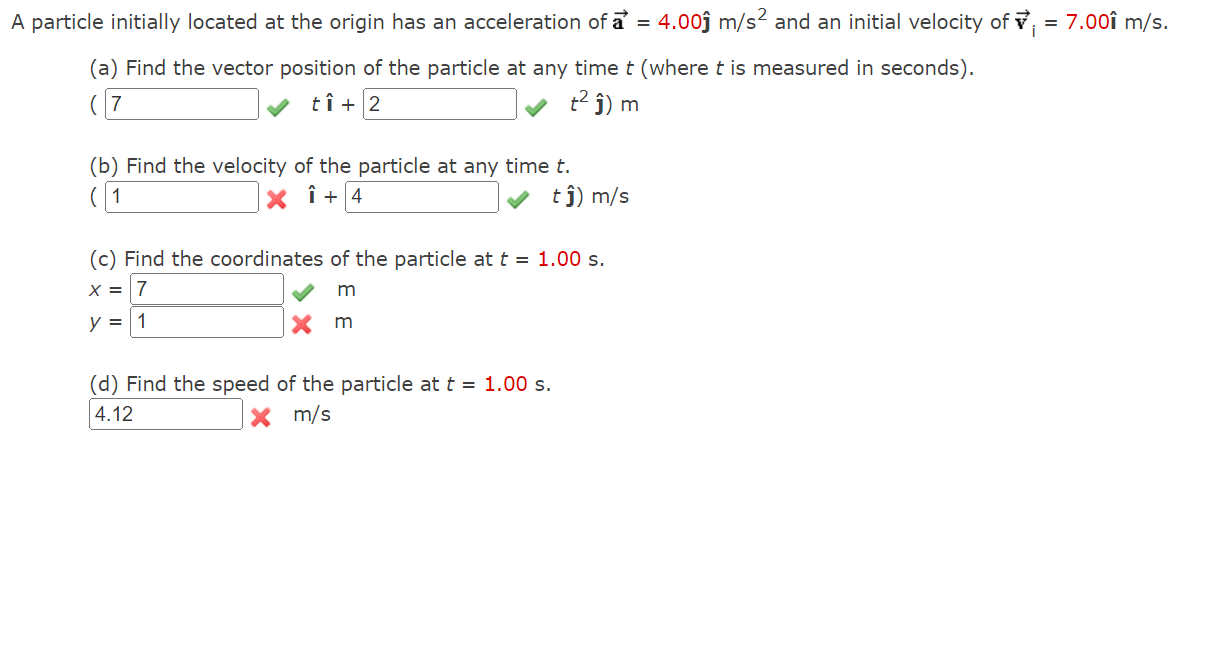Solved A particle initially located at the origin has an | Chegg.com