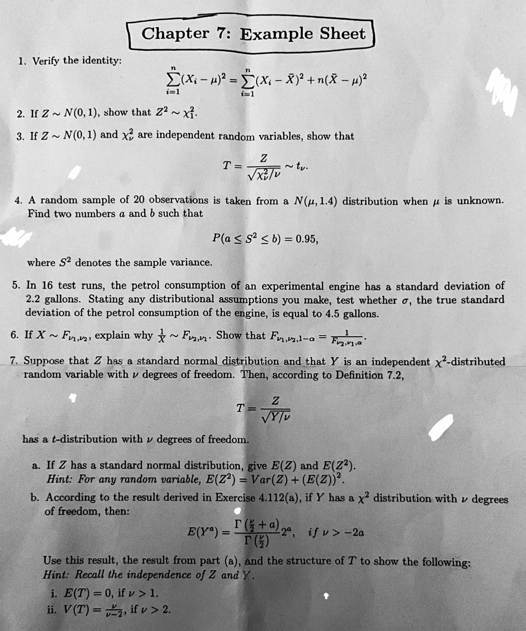 Chapter 7: Example SheetVerify the | Chegg.com