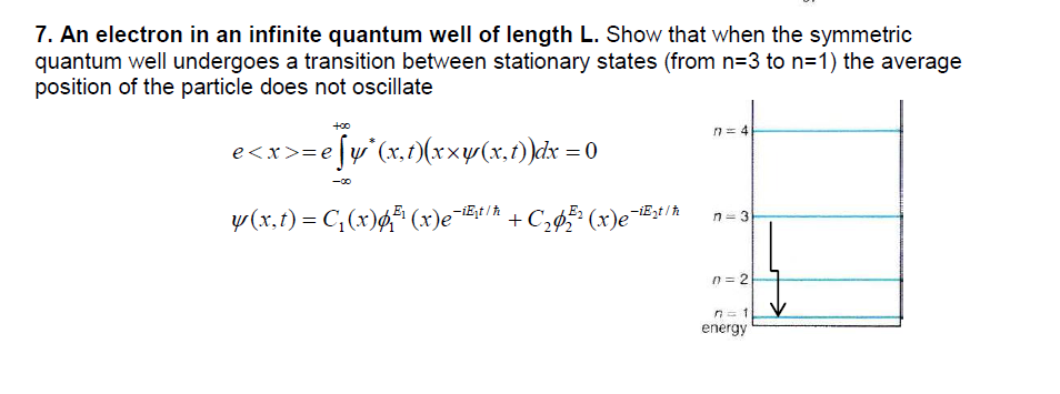 Solved 7. An electron in an infinite quantum well of length | Chegg.com