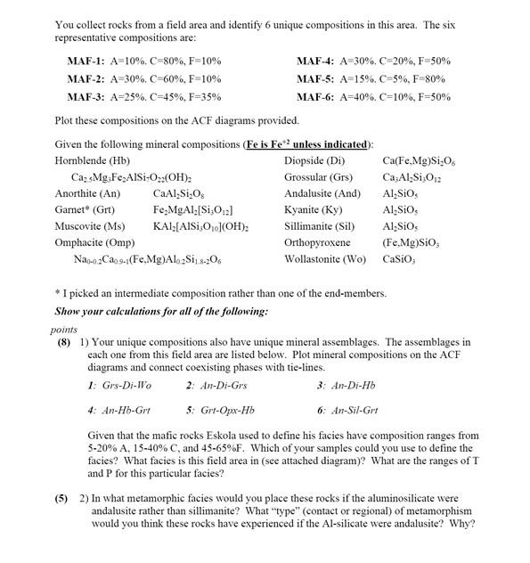 Solved You collect rocks from a field area and identify 6 | Chegg.com