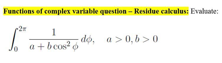 Solved Functions of complex variable question - Residue | Chegg.com
