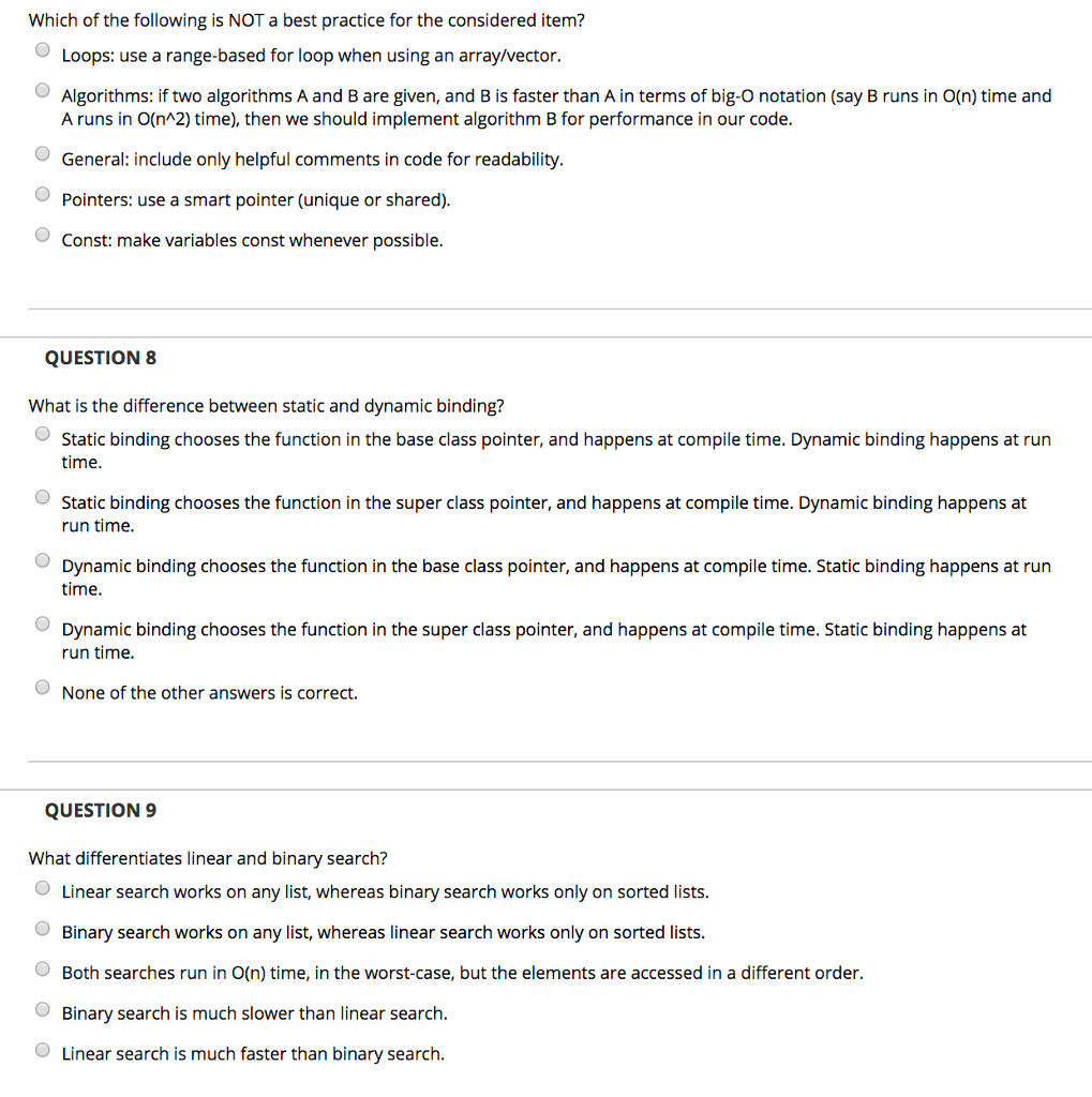 Solved Which Of The Following Is Not A Best Practice For The