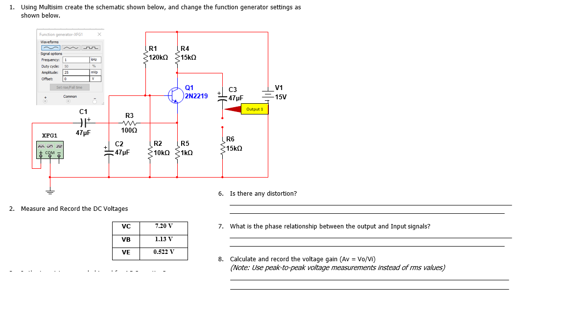 Solved 1. Using Multisim create the schematic shown below, | Chegg.com