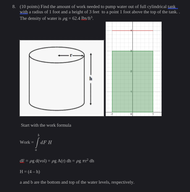 Solved (10 points) Find the amount of work needed to pump | Chegg.com
