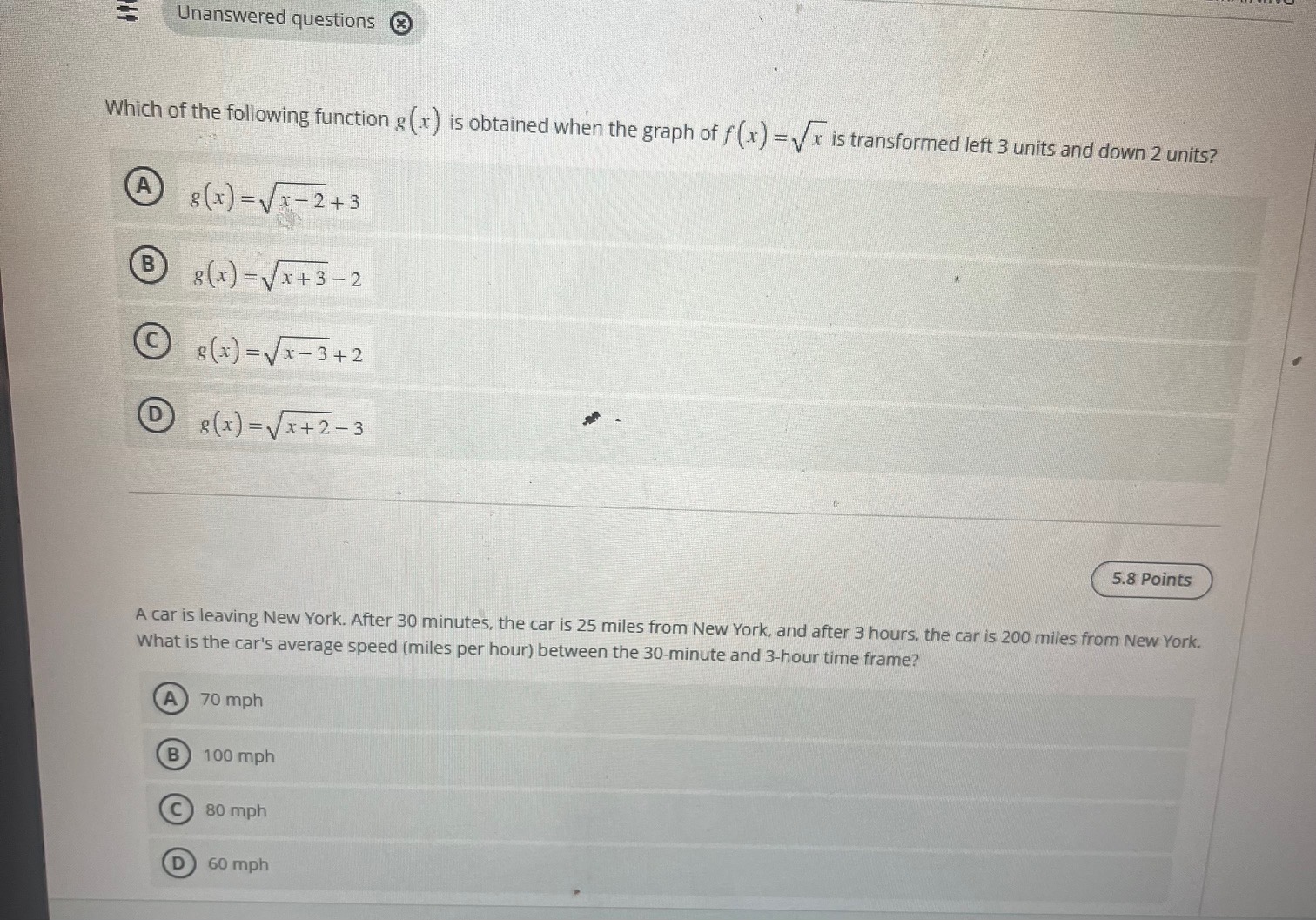 Solved Which of the following function g(x) is obtained when | Chegg.com