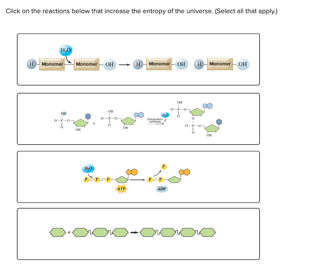 Solved Click on the reactions below that are endergonic, | Chegg.com