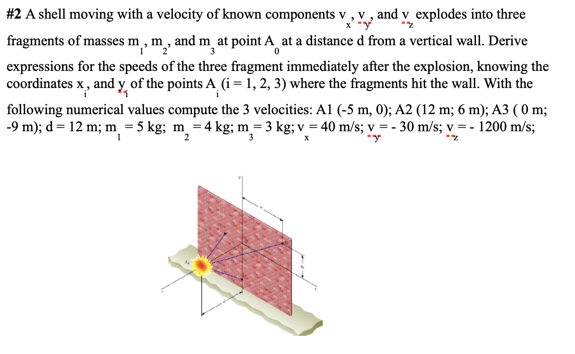 Solved \#2 A shell moving with a velocity of known | Chegg.com