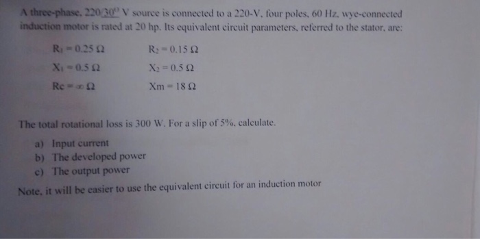 Solved A three-phase. 220 30 V source is connected to a | Chegg.com